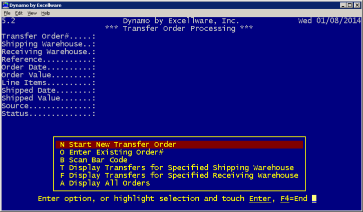 Transfer Order Processing